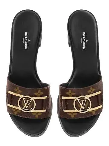 LOUIS VUITTON Lock It Slides With Gold Plate Detail - Brown/glod