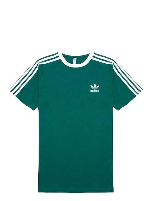 Adidas Originals 3-stripes Tee Casual Round Neck Loose Logo Stripe Short Sleeve Green - Multi-color