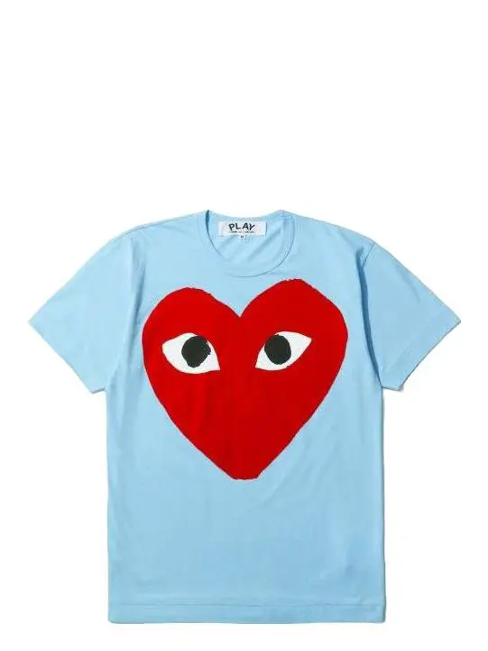 Play Comme Des Garcon Pastelle Red Logo T-shirt - Blue