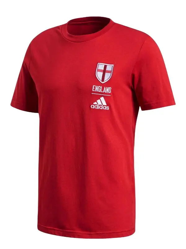 Adidas England Geometry Pattern Logo Round Neck Casual Sports Short Sleeve Red T-shirt - Default Color