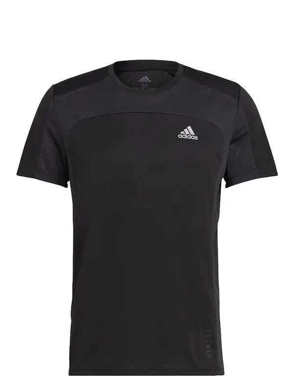 Adidas Heat Rdy Tee Colorblock Reflective Logo Running Sports Short Sleeve - Black