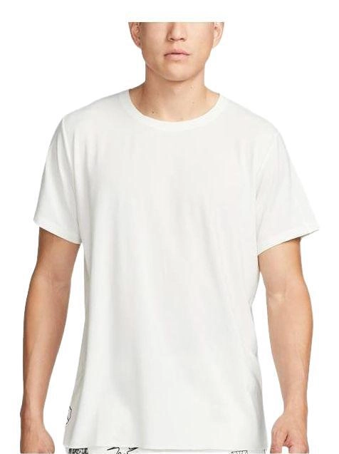 Nike Yoga Dri-fit Solid Color Back Pattern Printing Round Neck Training Sports Short Sleeve White T-shirt - Multi-color