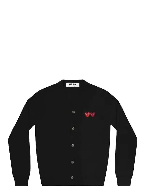 Play Comme Des Garcon Double Emblem Cardigan - Black