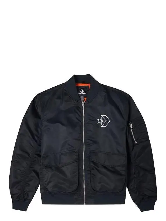 CONVERSE Ss22 Logo Loose Sports Retro Aviator Jacket - Black