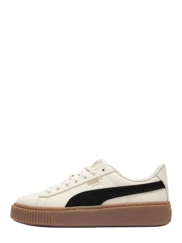 PUMA Basket Platform Canvas Sneakers - Beige/black