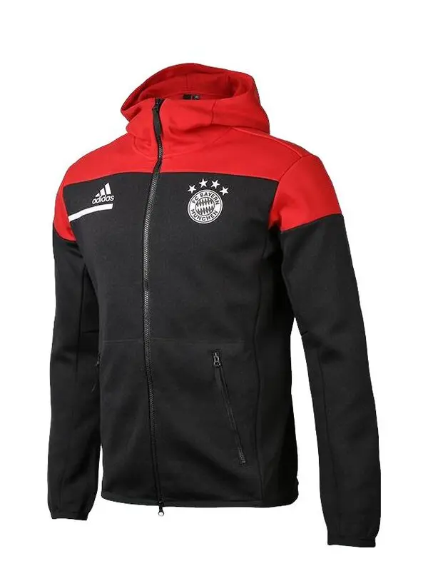 Adidas Bayern Munich Soccer/football Sports Hooded Jacket - Blackred