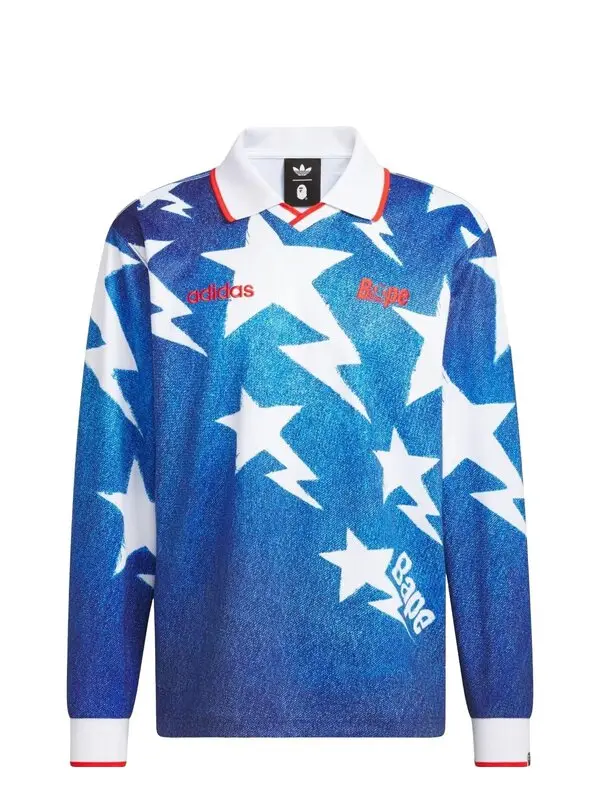 Adidas X Bape Lsl Star Jersey - Medium Blue Denim