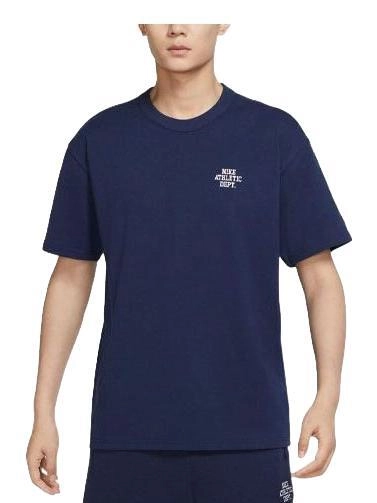 Nike Logo Alphabet Printing Round Neck Short Sleeve Deep Navy Blue T-shirt - Default Color