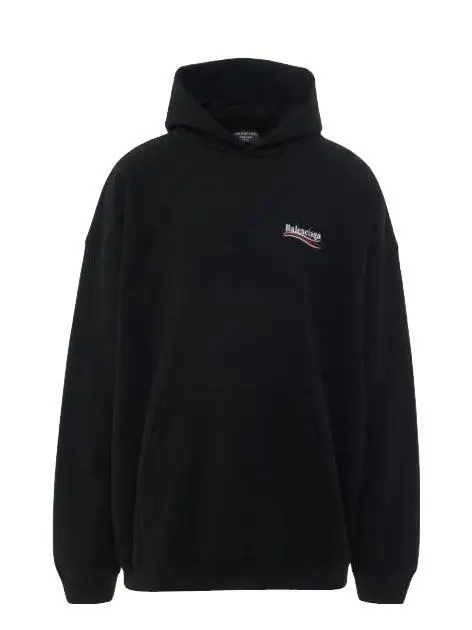 Balenciaga Embroidered Political Campaign Hoodie - Black