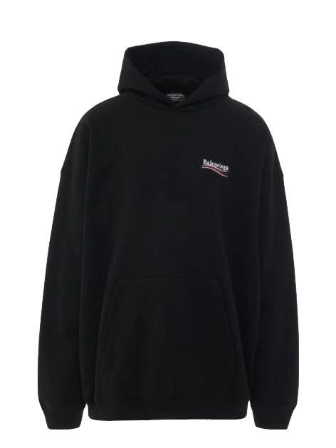 Balenciaga Embroidered Political Campaign Hoodie - Black