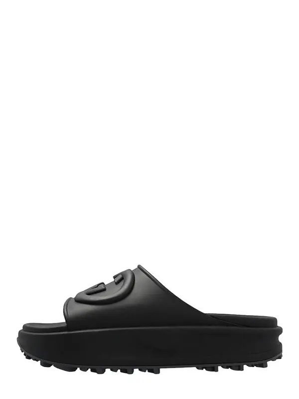 Gucci Rubber Interlocking G Slide Sandal - Black
