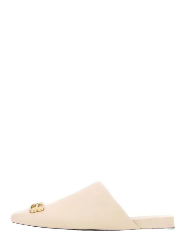 Balenciaga Leather Embossed Logo Slipper - Cream