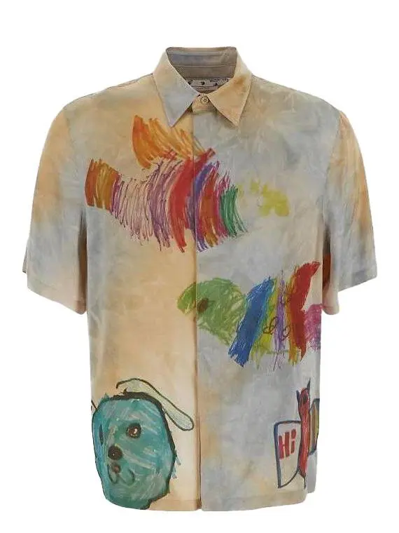 Off-White Cartoon Satin Shirt - White