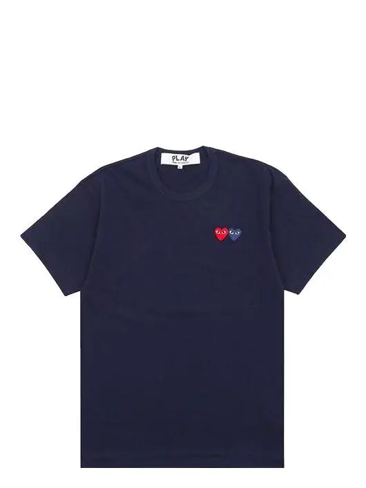 Play Comme Des Garcon Basic T-shirt Two Emblems - Navy