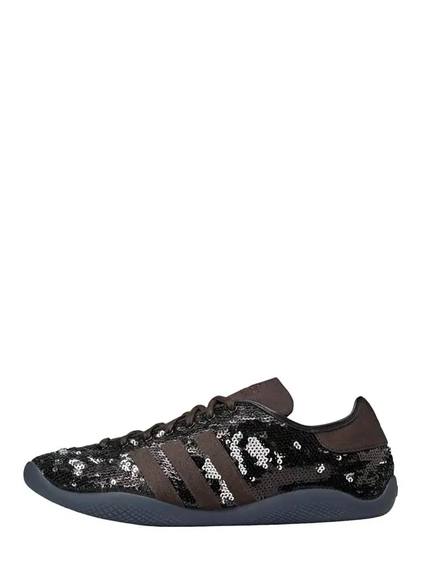 Adidas X Wales Bonner Karintha Sequined Sneakers - Core Black/silver Metallic/dark Brown