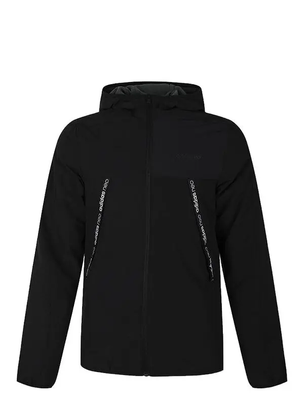 Adidas Neo Sports Hooded Windbreaker Jacket - Black