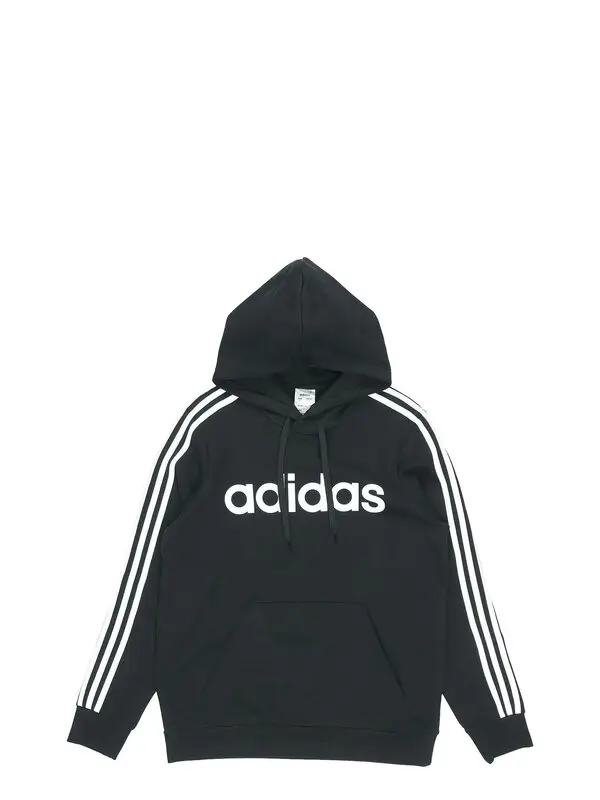 Adidas Velour Hoodie With Logo And Three-stripes Detail - Black
