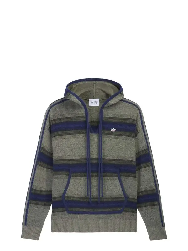 Adidas X Clot Striped Hoodie - Trace Khaki/tech Indigo