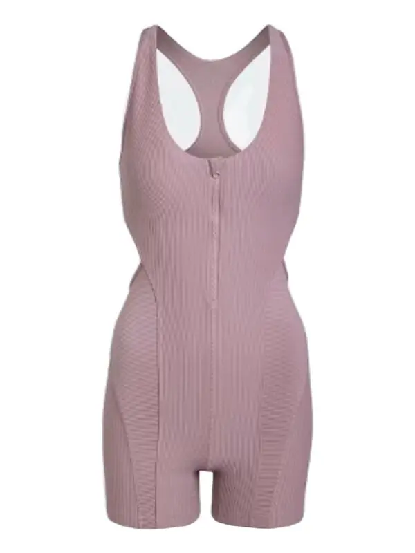 Adidas Ribbed Bodysuit With Zipper Detail - Purple