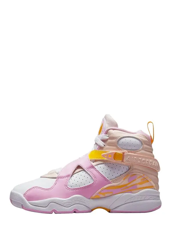 JORDAN 8 Retro High Top Sneakers - White/pink/yellow