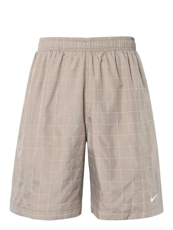 Nike Reflective Loose Plaid Sports Shorts - Grey
