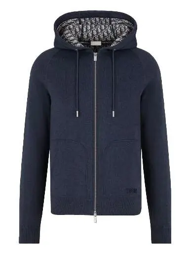 Dior Ss21 Loose Zipper Hooded Jacket - Blue