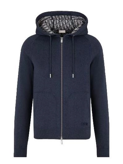 Dior Ss21 Loose Zipper Hooded Jacket - Blue