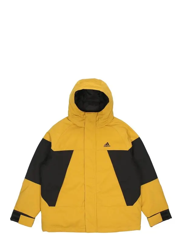 Adidas Hooded Down Jacket With Contrast Stitching And Logo - Default Color