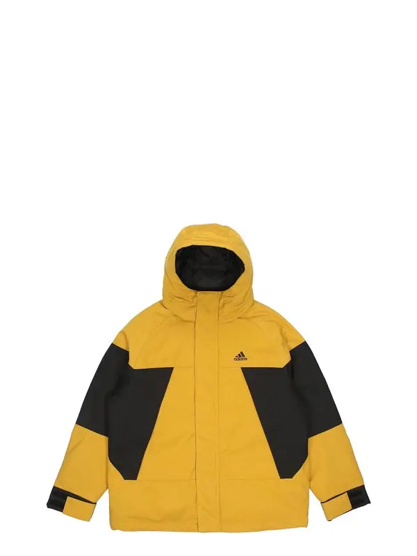 Adidas Hooded Down Jacket With Contrast Stitching And Logo - Default Color