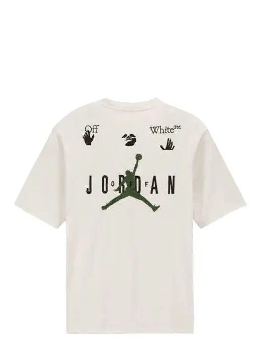 JORDAN X Off-white Mj T-shirt Asia Sizing 'white Black Forest Green - White/black/forest Green
