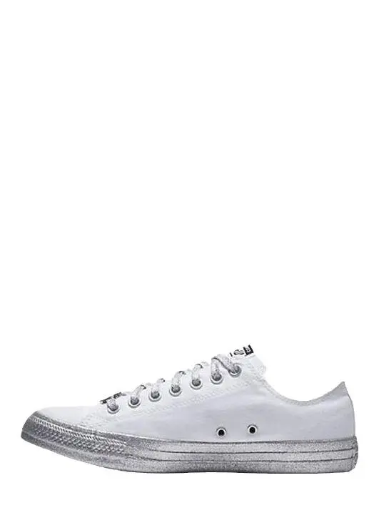 CONVERSE X Miley Cyrus Chuck Taylor All Star Silver Glitter Low Top Sneakers - White