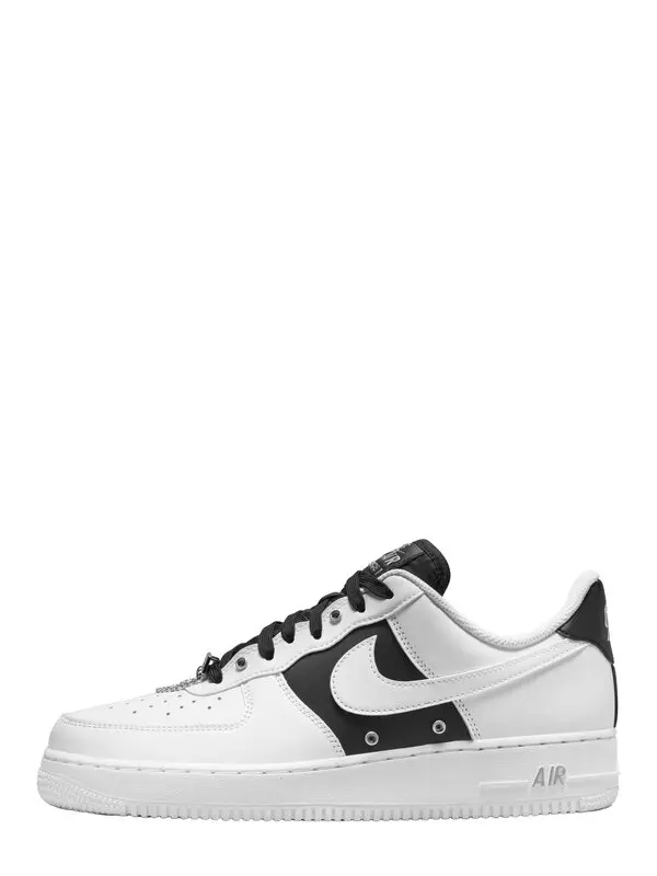 Nike Force 1 '07 Premium Silver Chain Low Top Sneakers - Black/white/metallic Sliver
