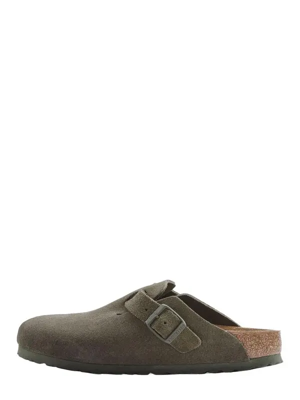 BIRKENSTOCK Boston Suede Leather Clogs - Olive Green