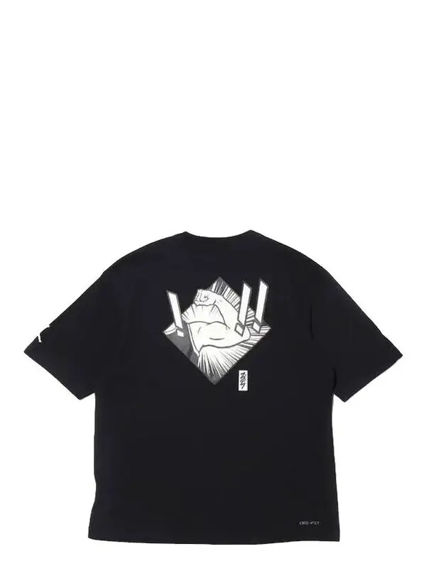 Nike Jordan Dri-fit Zion Basketball Sports Printing Knit Round Neck Short Sleeve T-shirt - Black