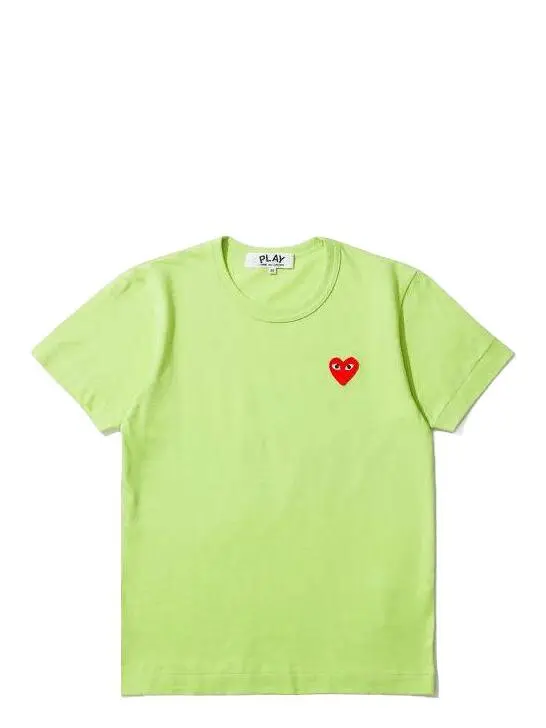 Play Comme Des Garcon Short Sleeve T-shirt With Heart Applique - Green