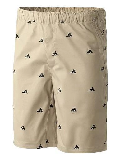 Adidas All Over Logo Print Sports Shorts - Brown