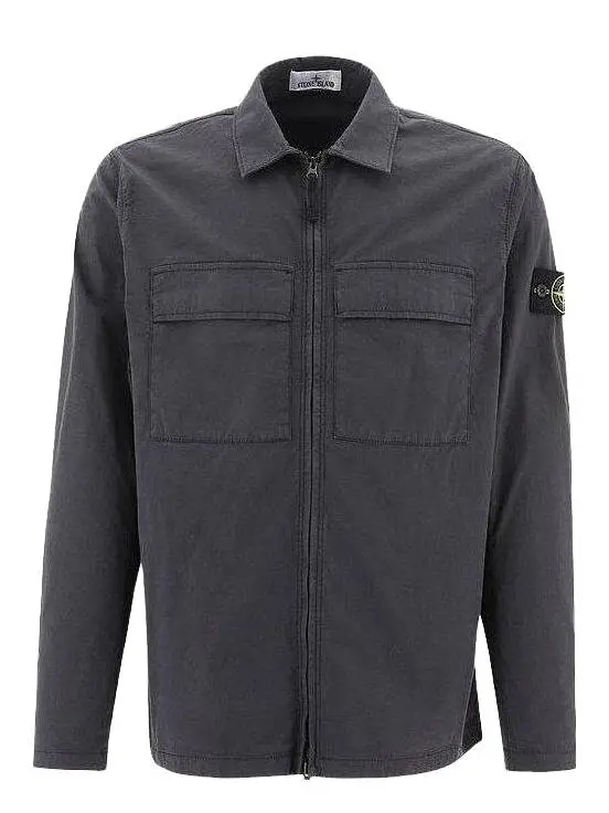 Stone Island Stretch Overshirt 'charcoal - Black