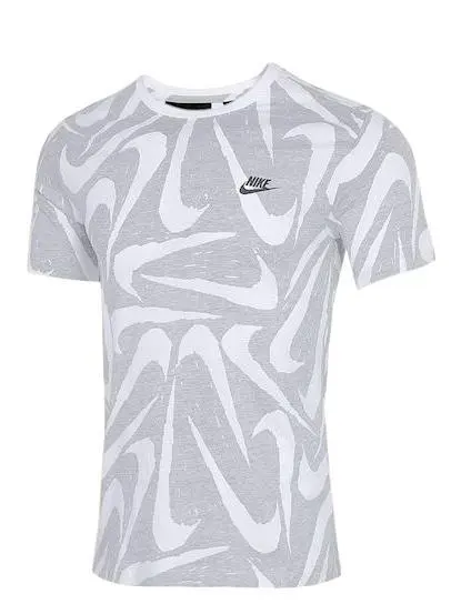 Nike Sportswear Logo Print Crew-neck Short Sleeve Gray - Grey