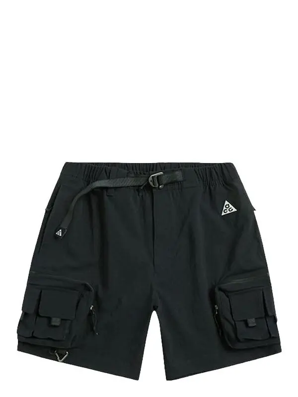 Nike Embroidered Logo Lacing Waterproof Multiple Pockets Shorts - Black