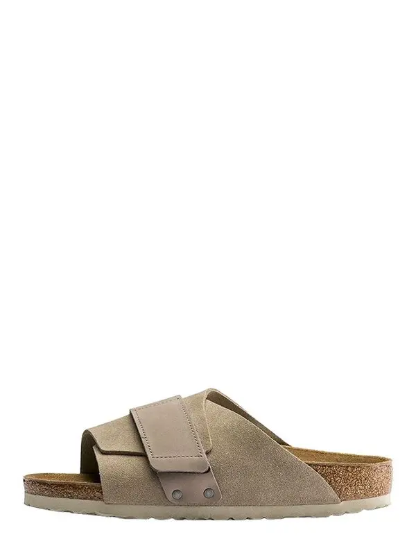 BIRKENSTOCK Kyoto Nubuk Leather Slides - Tan