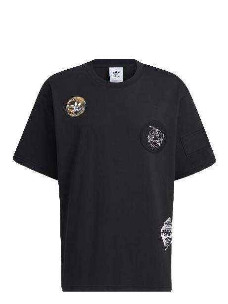 Adidas Originals Pattern Logo Round Neck Short Sleeve - Black