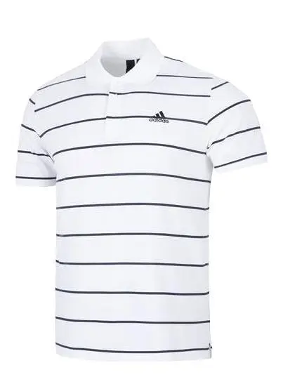 Adidas Stripe Small Label Athleisure Casual Sports Short Sleeve Polo Shirt White - Multi-color