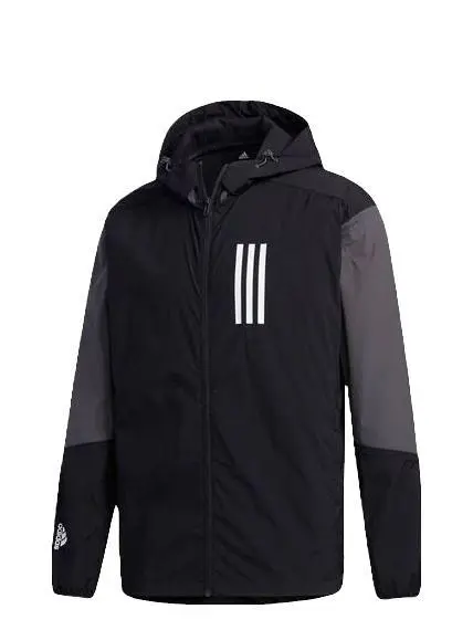 Adidas Windbreaker Jacket With Sporty Stripes - Black