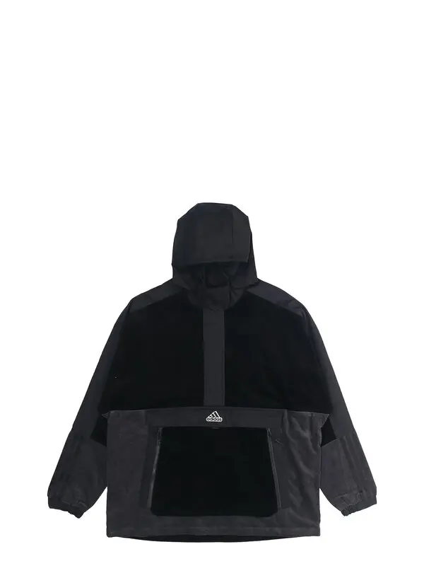 Adidas Corduroy Anorak Half Zipper Hooded Logo Jacket - Multi-color