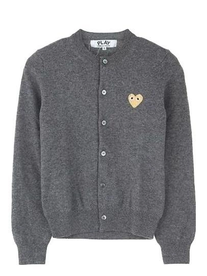 Play Comme Des Garcon Cardigan Gold Emblem - Grey
