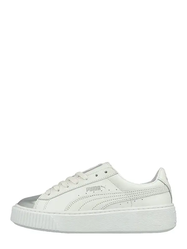 PUMA Basket Platform Sneakers - White/silver