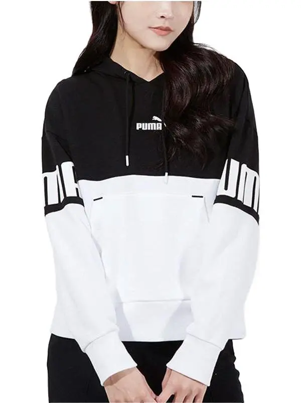 PUMA Colorblock Hoodie With Drawstring - Black