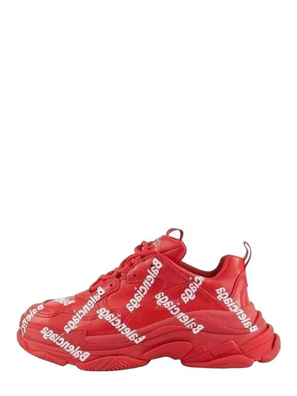 Balenciaga Triple S Allover Logo Sneakers - Red/white