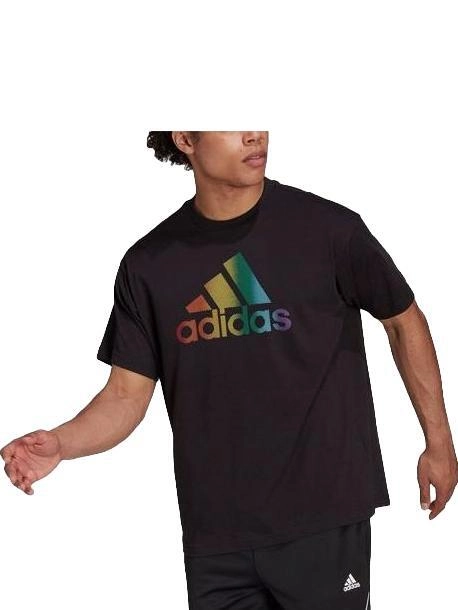 Adidas Short Sleeve T-shirt With Rainbow Logo - Black