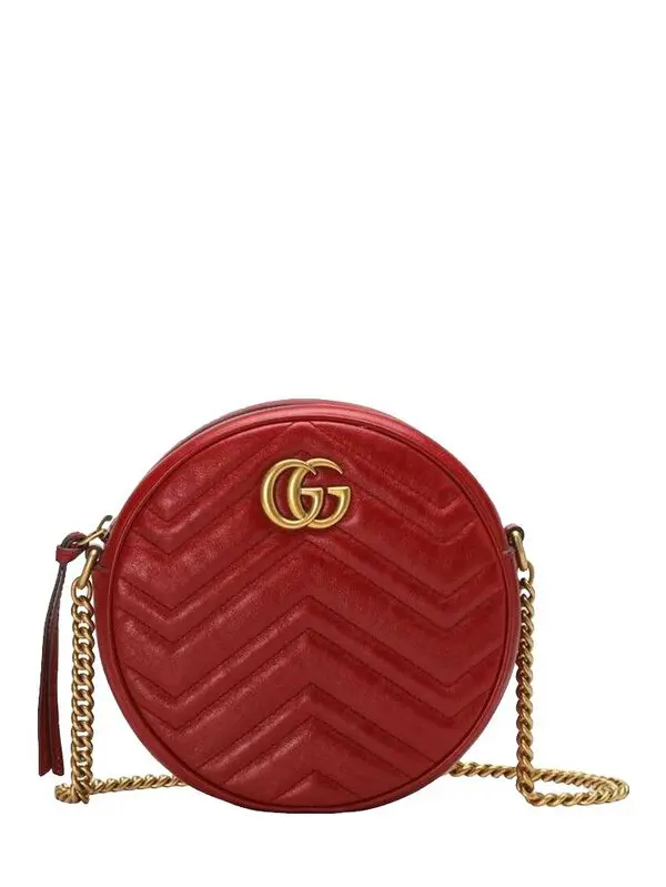 Gucci Gg Marmont Round Shoulder Bag - Red